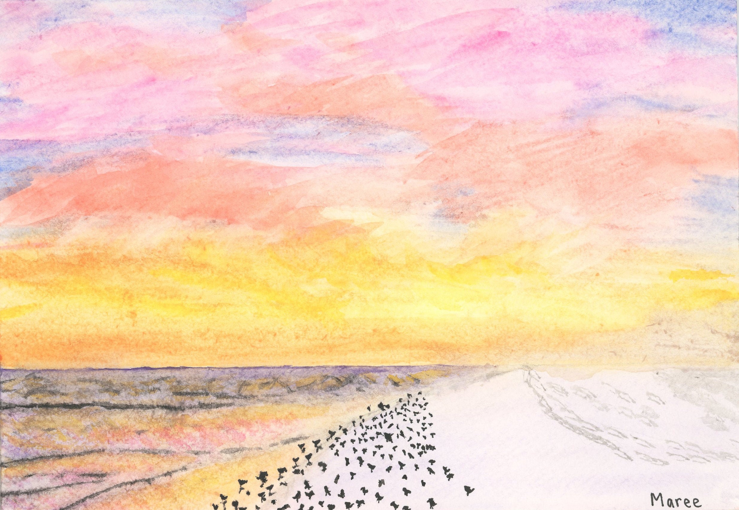 Siesta Key Sunset Watercolor Print, Sarasota Beach Wall Art - Etsy