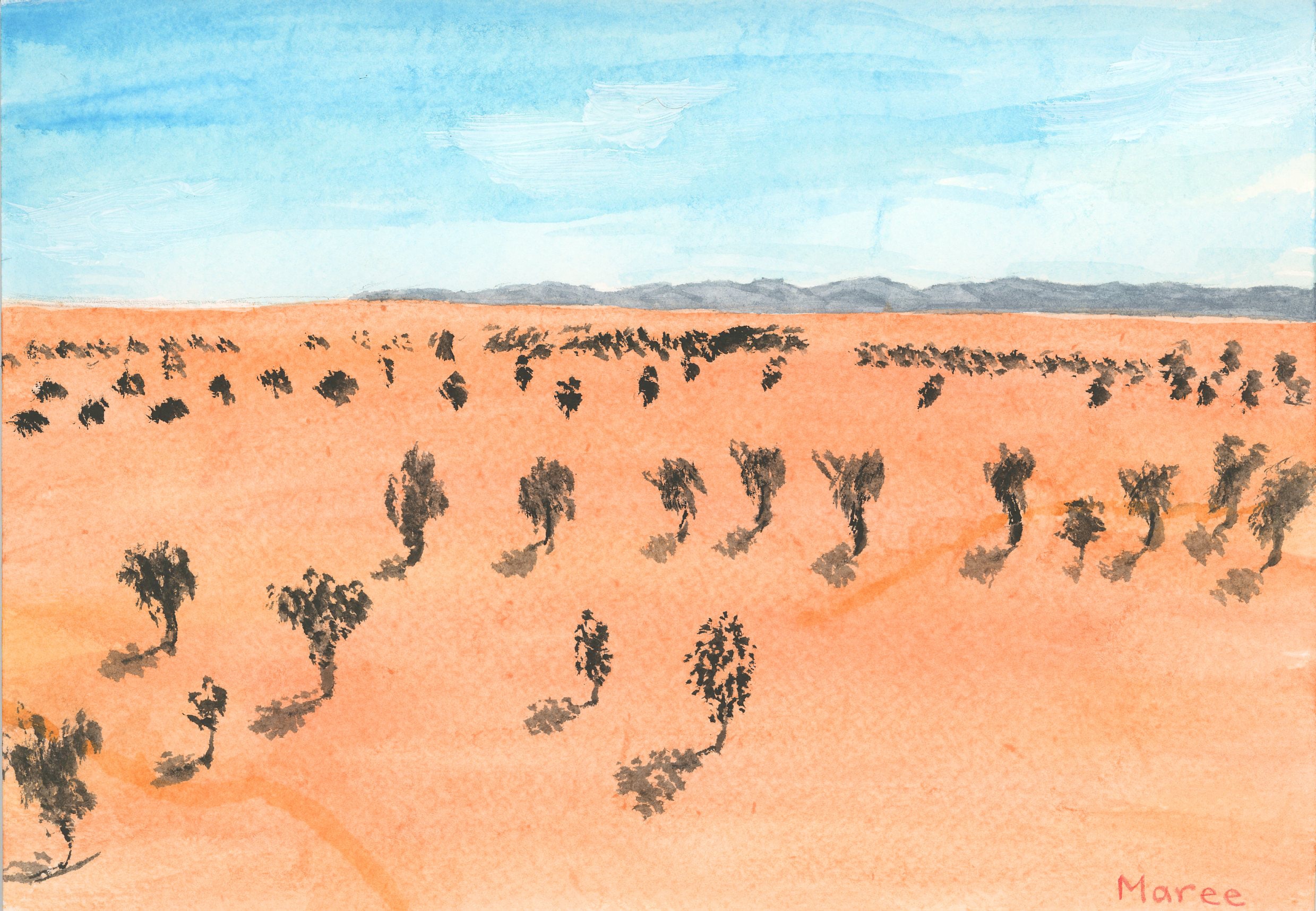 Australian Outback Watercolour, Watercolor Australian Outback Painting ...