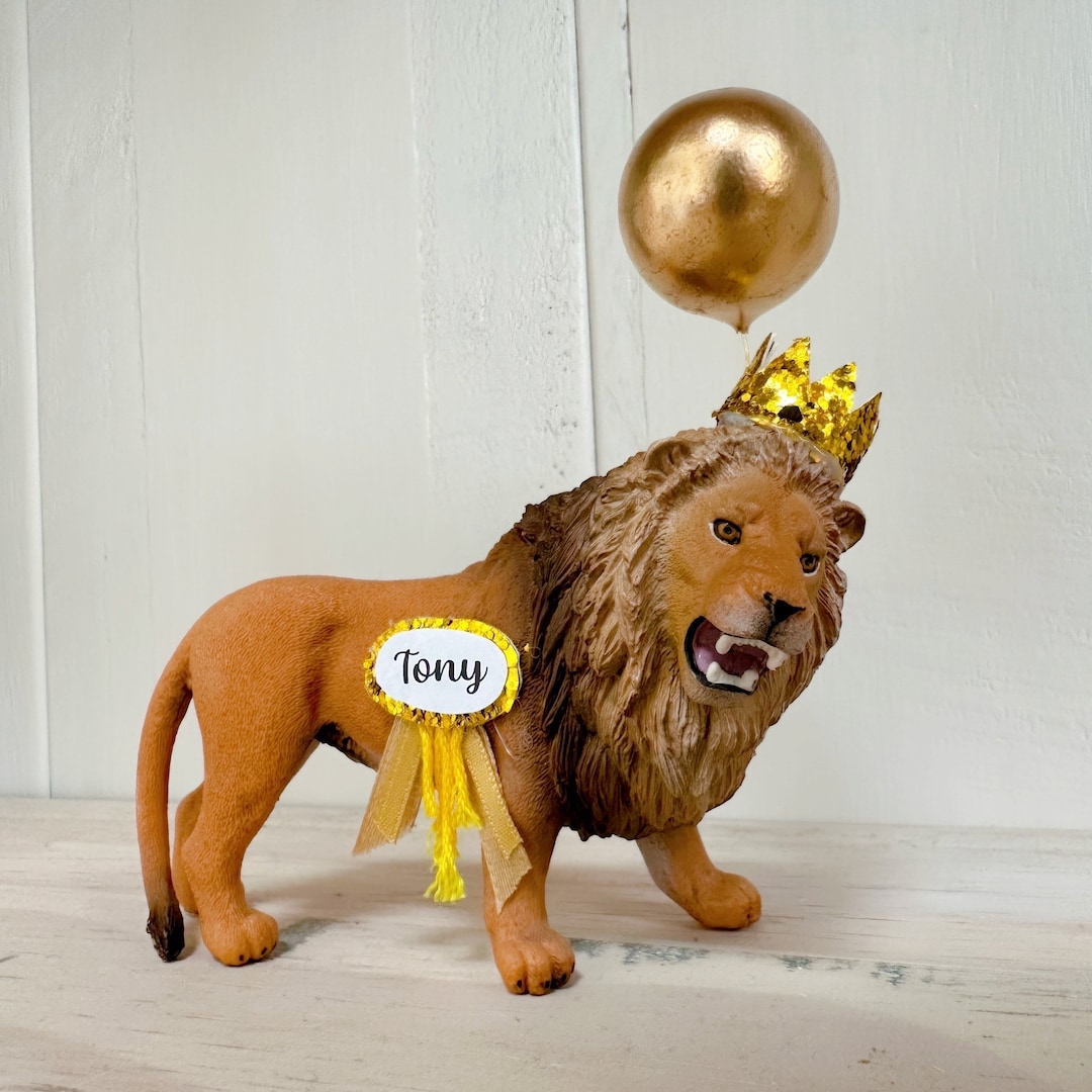 Lion Party Animal Cake Topper, Personalised Cake Topper, Birthday Cake ...