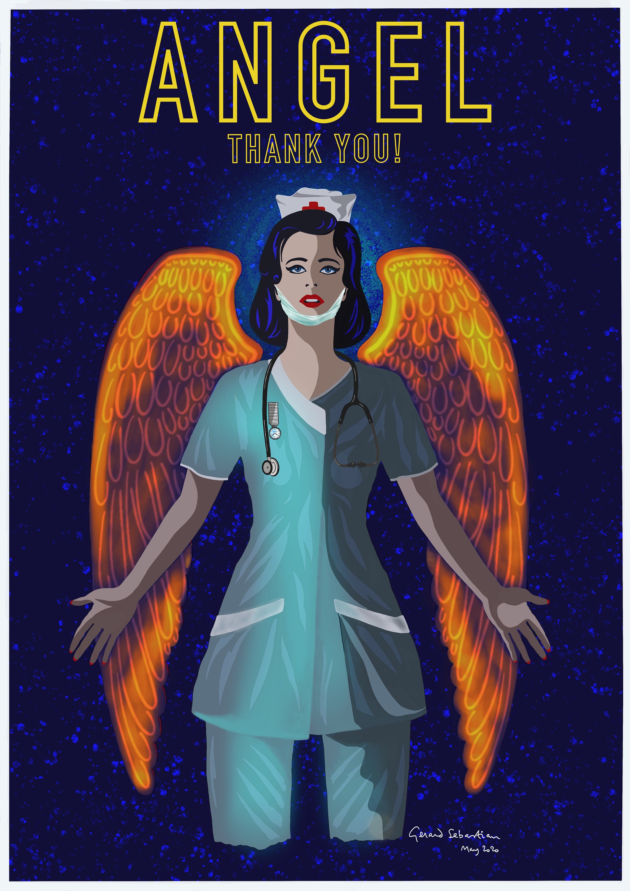 Angel Thank You Mask on Chin Digital Print of Covid Nurse - Etsy