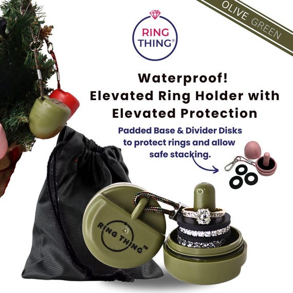 The Ring Thing–Olive Green. Portable ring holder, rin… - Gem