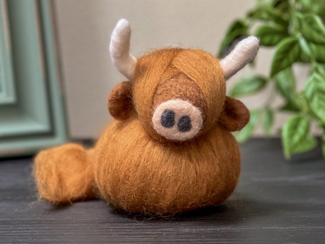 Needle Felted Highland Cow Figurine: Hairy Coo Fall Decor - Etsy
