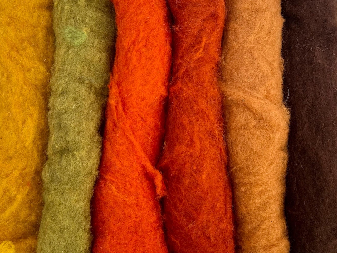 Carded Wool Roving Fall Color Pack for Needle Felting, Wet Felting, and ...