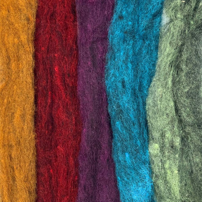 10 Colors Carded Corriedale Wool Sliver for Needle Felting, Blended ...