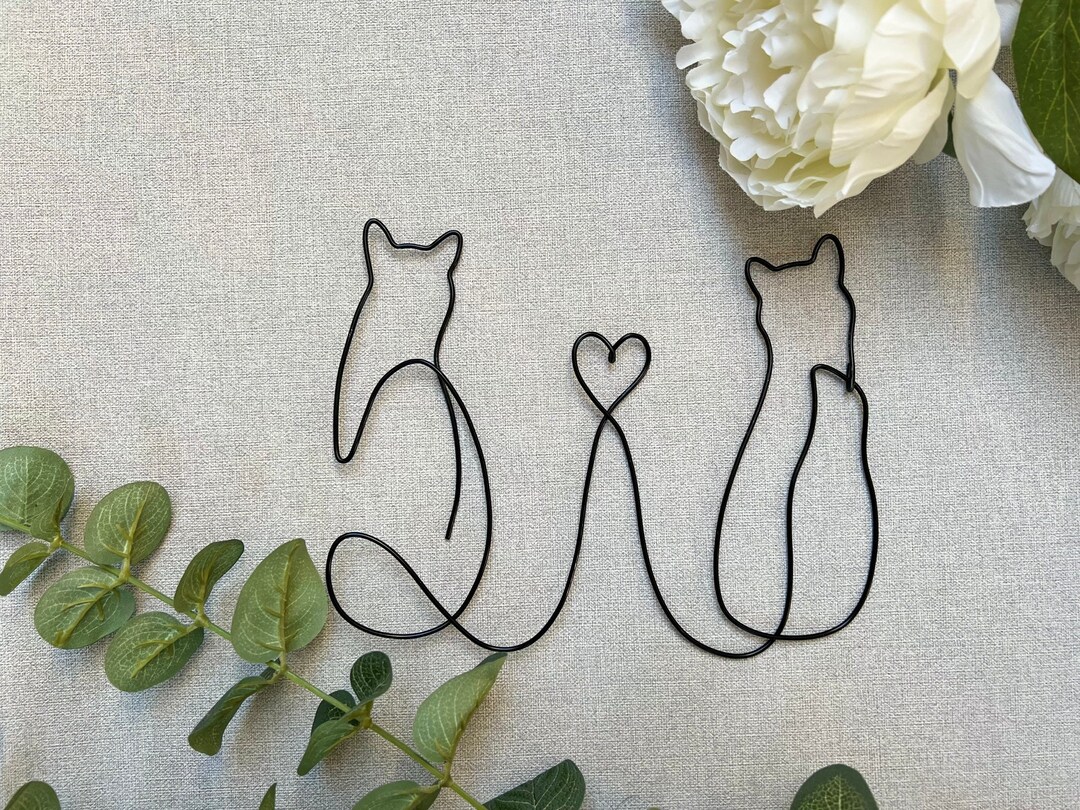 Wire Cats Lovers Cats Hearts Wall Decor Wire Art Cats Cat Lovers Gifts ...