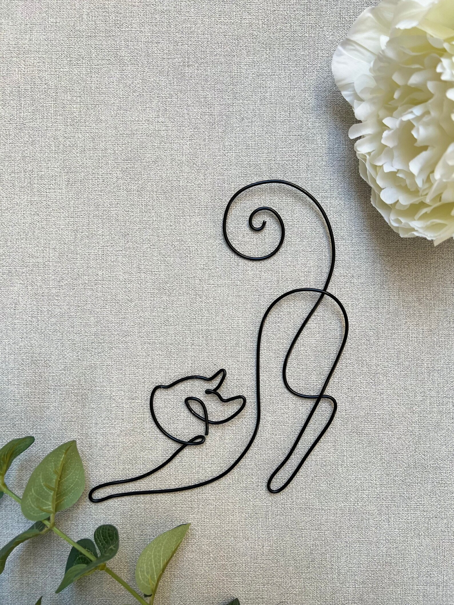 Wire Cat Stretching Cat Wire Cat Wall Decor Wire Art Cat | Etsy