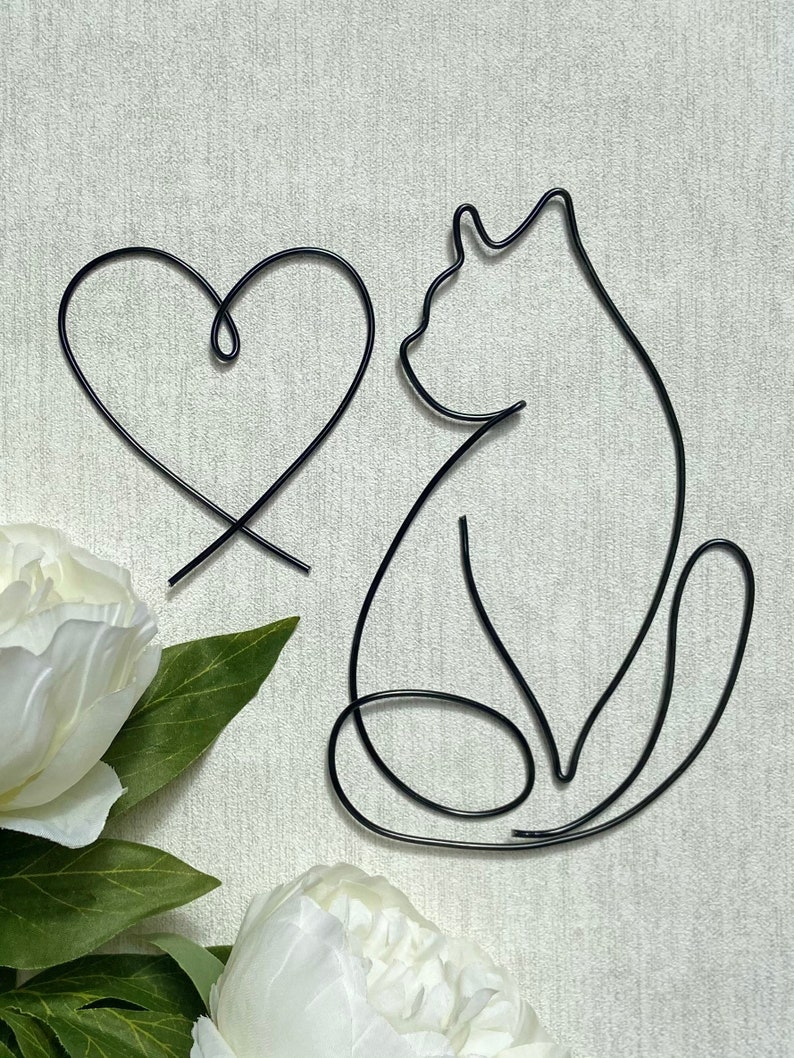 Wire Cat Wire Cat Wall Decor Wire Art Cat Cat Lovers Gifts | Etsy