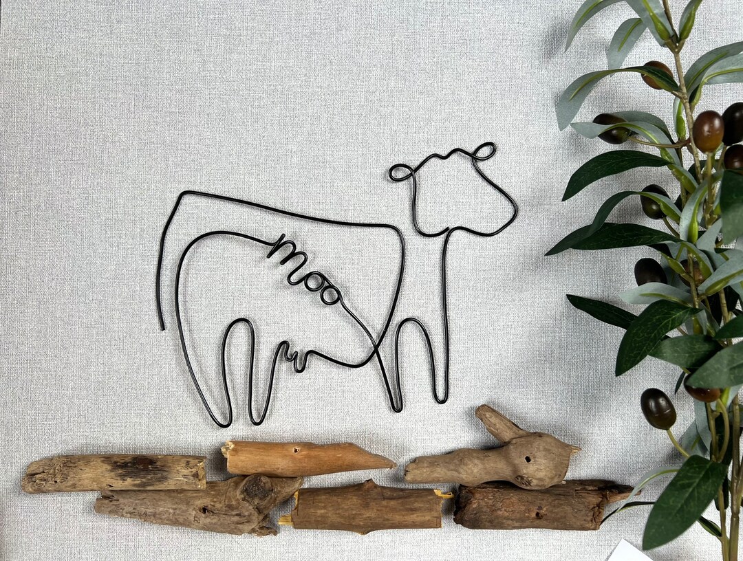 Wire Cow | Wire Cow Sign | Wire Art Cow | Cow Lovers Gifts | Vegan ...