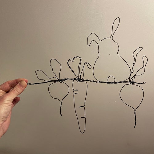 Wire Art Bunny Wire Bunny in the Garden Wire Easter Bunny | Etsy UK