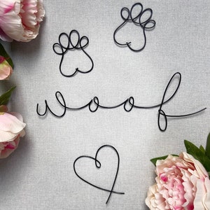 Wire Woof Sign | Wire Woof Sign With Paws and Hearts | Dog Lovers Gifts ...