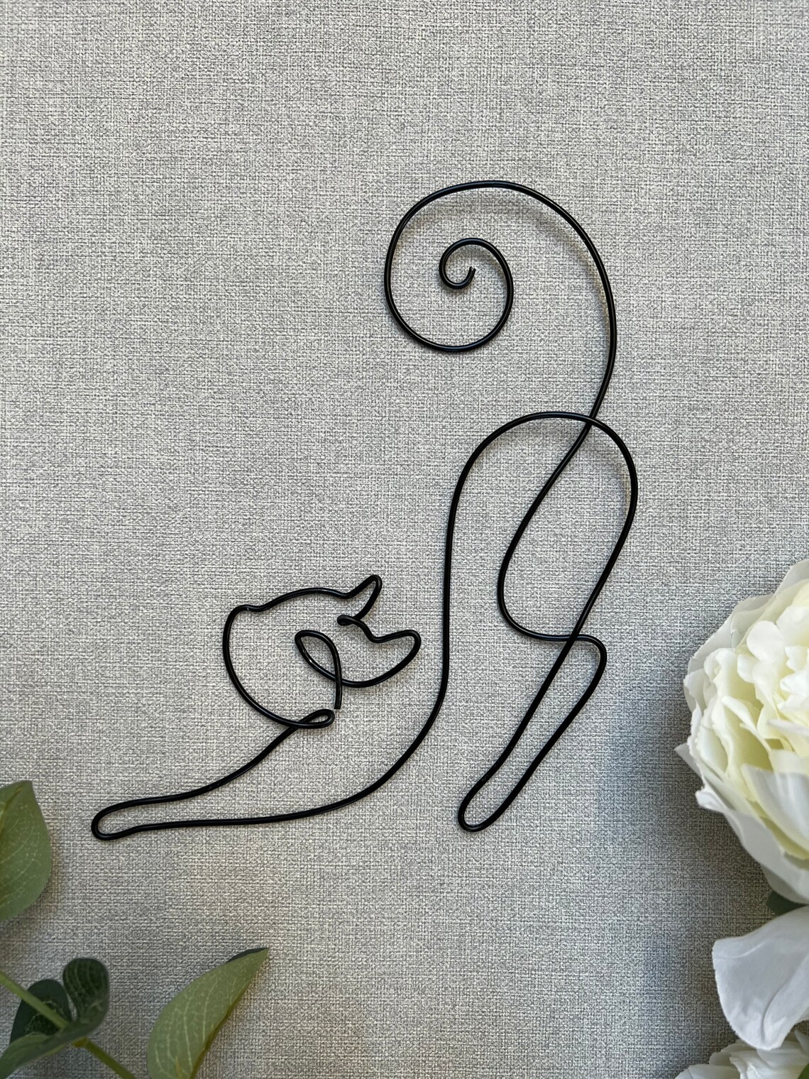 Wire Cat Stretching Cat Wire Cat Wall Decor Wire Art Cat | Etsy