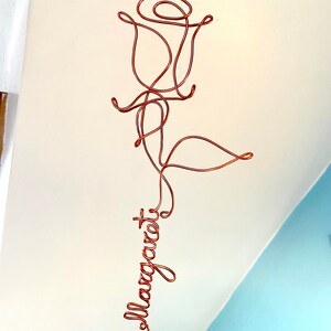 Personalised Wire Rose | Handmade Metal Flower, Cake Topper - Etsy