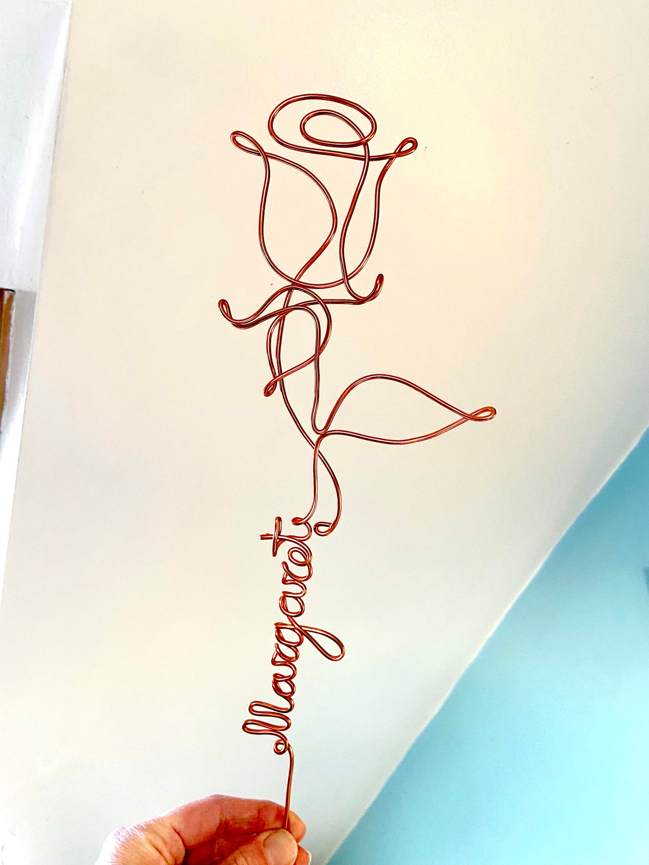 Personalised Wire Rose | Handmade Metal Flower, Cake Topper - Etsy