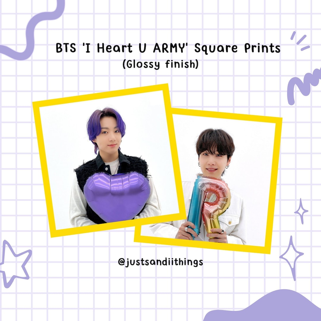 BTS 'I Heart U ARMY' Square Prints - Etsy