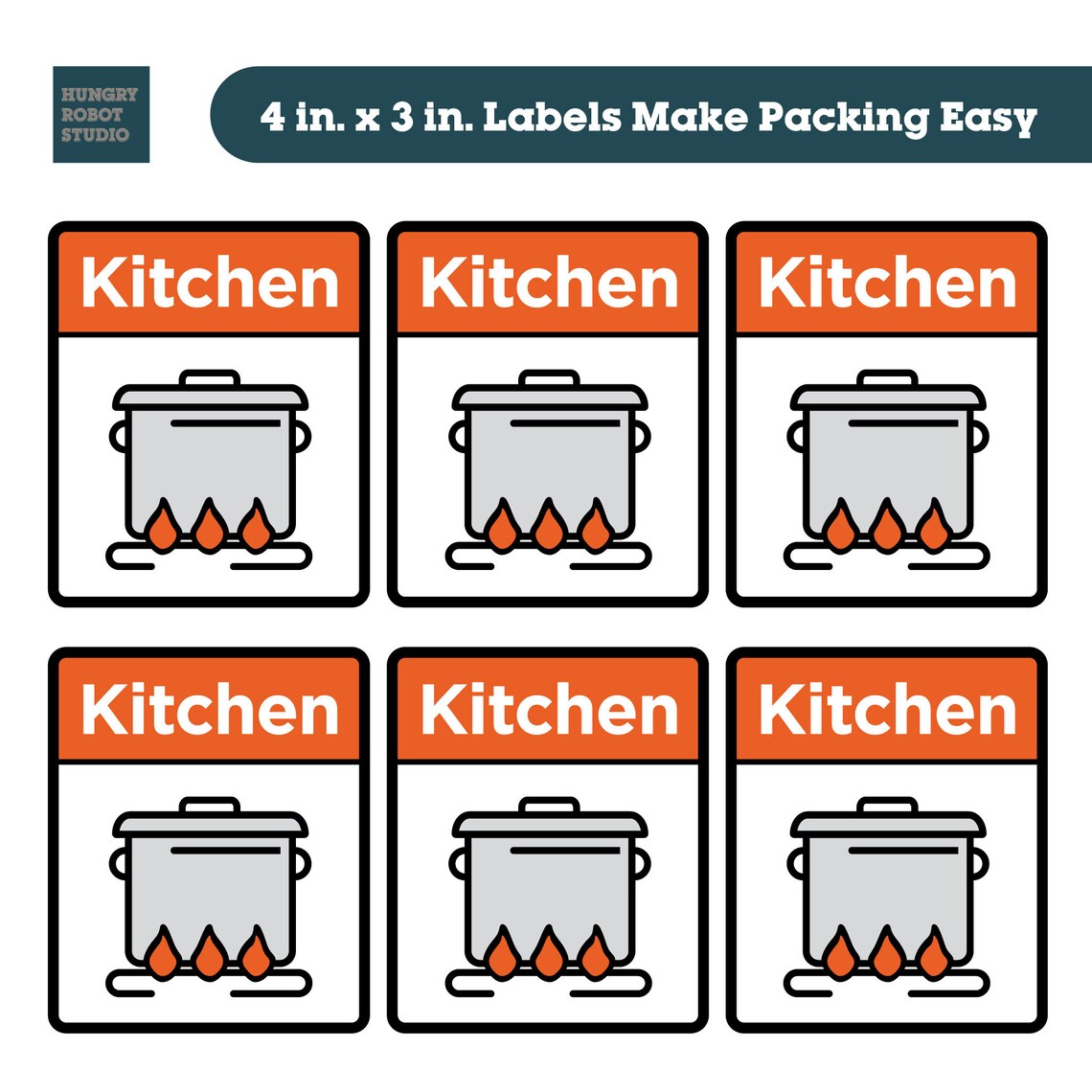 Moving Box Labels - Printable PDF Box Labels for the 4 Essential Rooms ...