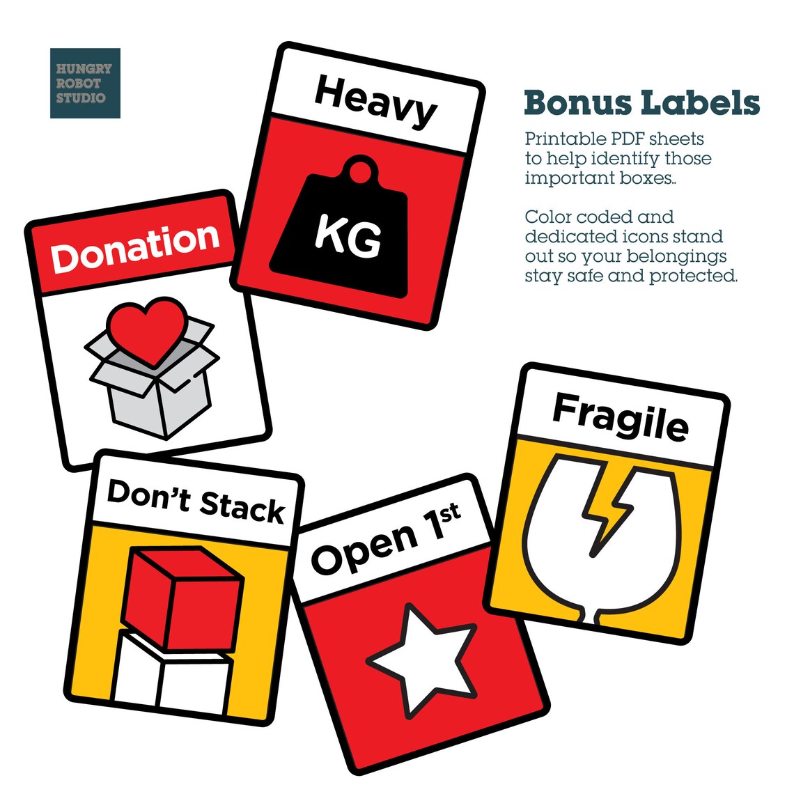 Moving Box Labels & Door Hangers Printable PDF Labels and Hangers for ...