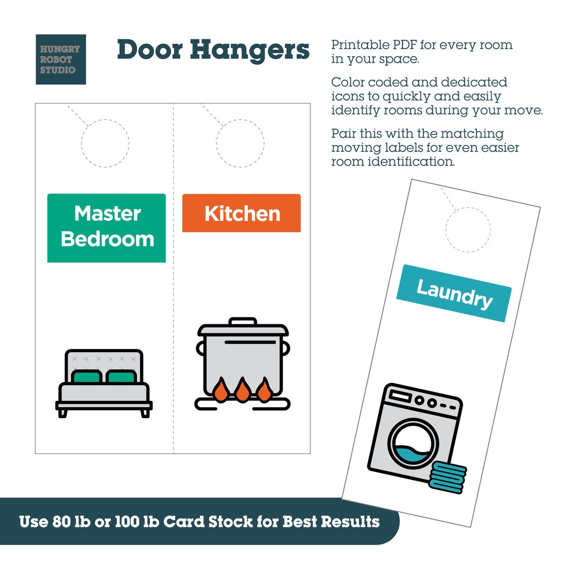 Room Identifying Door Hangers for Moving - Printable PDF Door Hangers ...