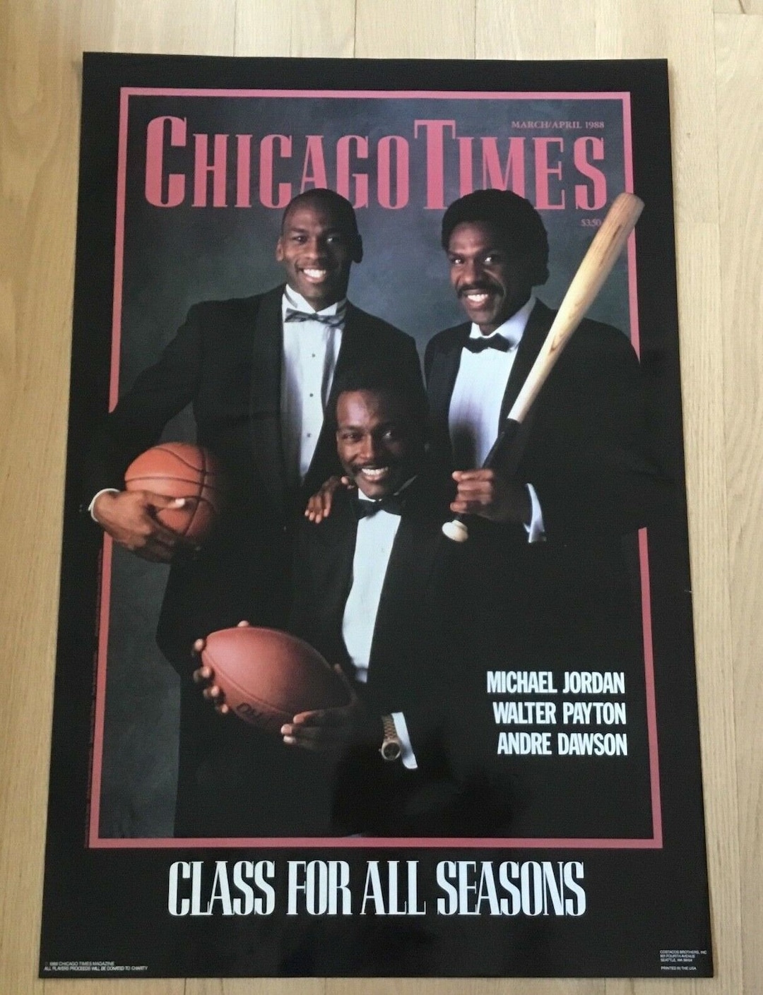 1988 Chicago Times Poster - Michael Jordan Walter Payton Andre Dawson ...