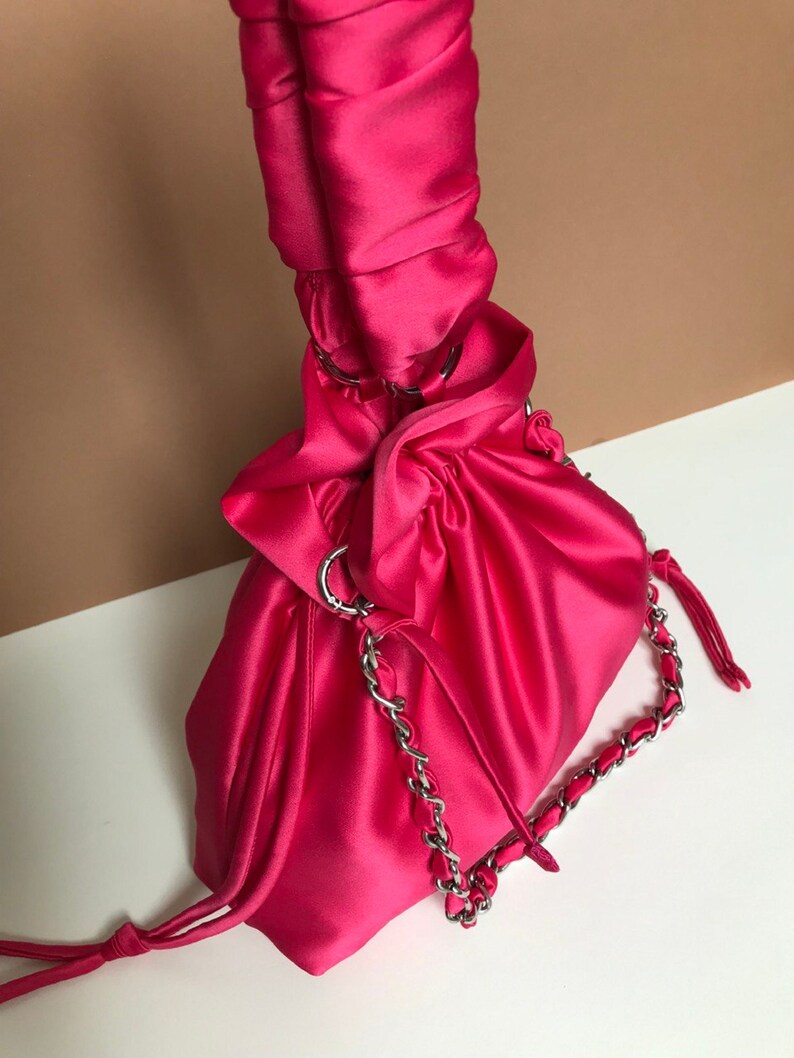 Pink Satin Disco Drawstring Bag Wrist Purse Wedding Bag - Etsy