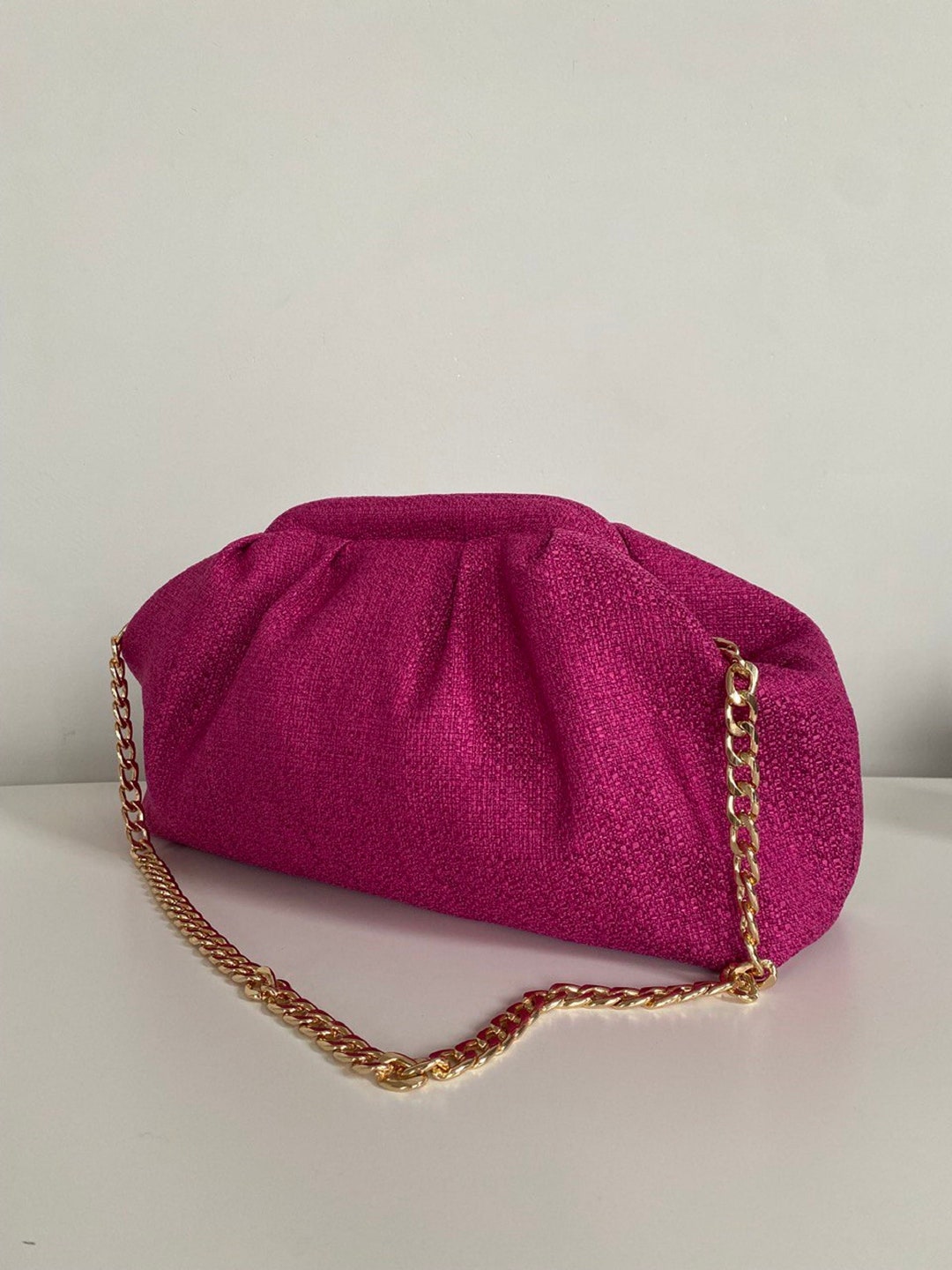 Fuchsia Cloud Bag Dumpling Clutch Bright Pink Evening Bag Gift for Her ...
