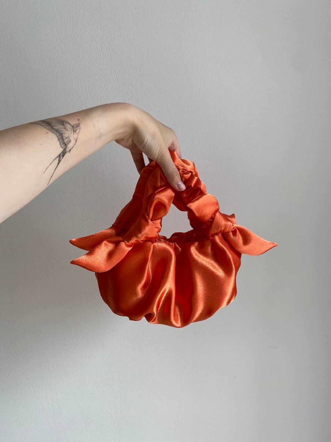 Small and Big Orange Woman Handbag |furoshiki Knot Bag | Scrunchies Bag ...