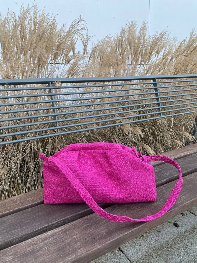 Fuchsia Cloud Bag Dumpling Clutch Bright Pink Evening Bag Gift for Her ...