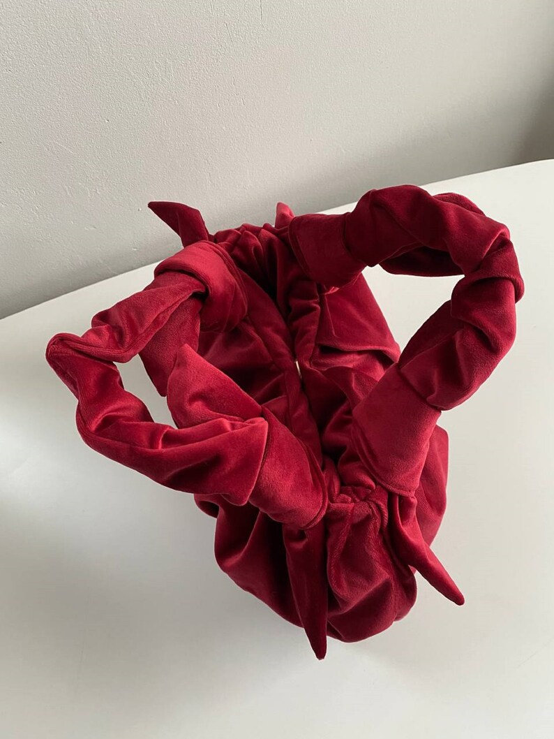 Red Velvet Small Bag Bag With Knots Evening Purse - Etsy
