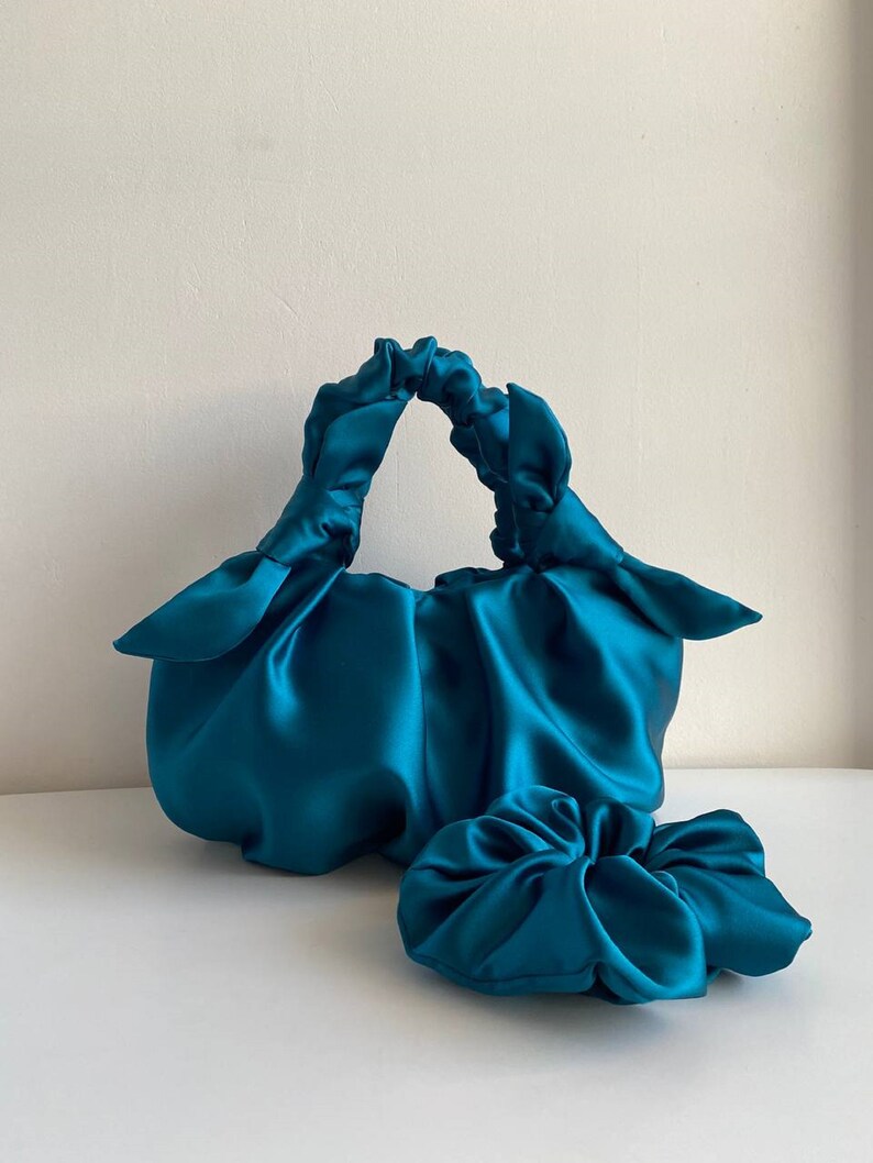Small Satin Ocean Bag | Handmade Furoshiki Bag | Wedding Guest Bag ...