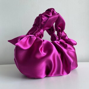 Satin Fuchsia Small and Large Handbag Stylish Woman Bag Scrunchies Bag ...
