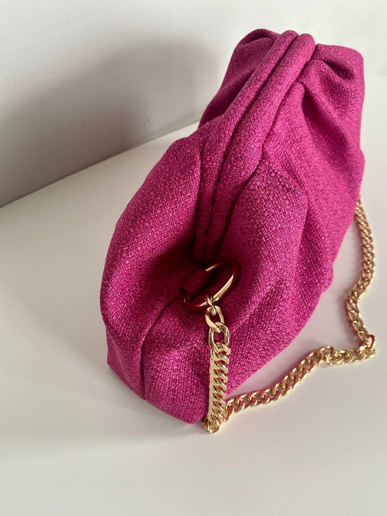 Fuchsia Cloud Bag Dumpling Clutch Bright Pink Evening Bag Gift for Her ...