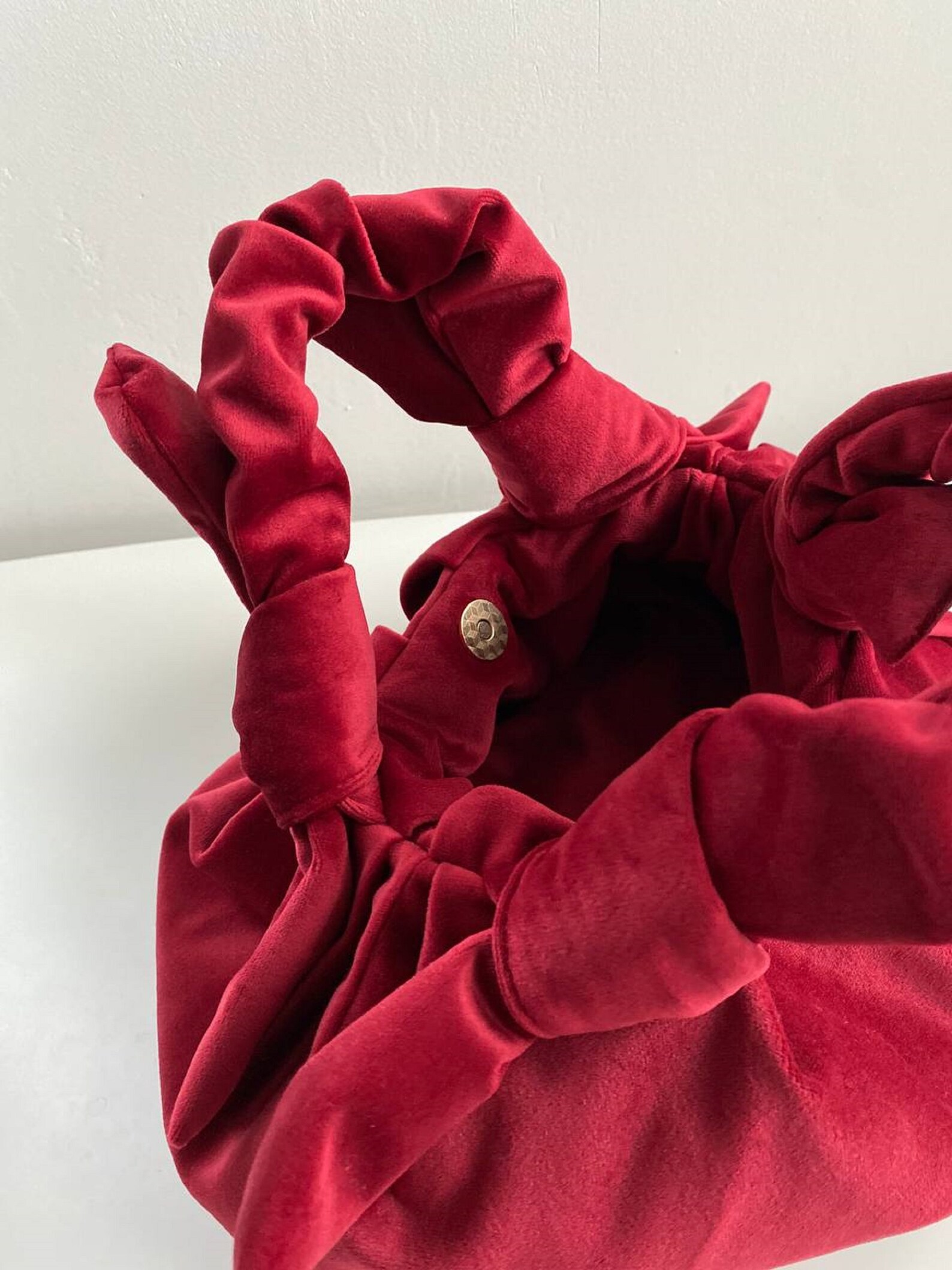 Red Velvet Small Bag Bag With Knots Evening Purse - Etsy