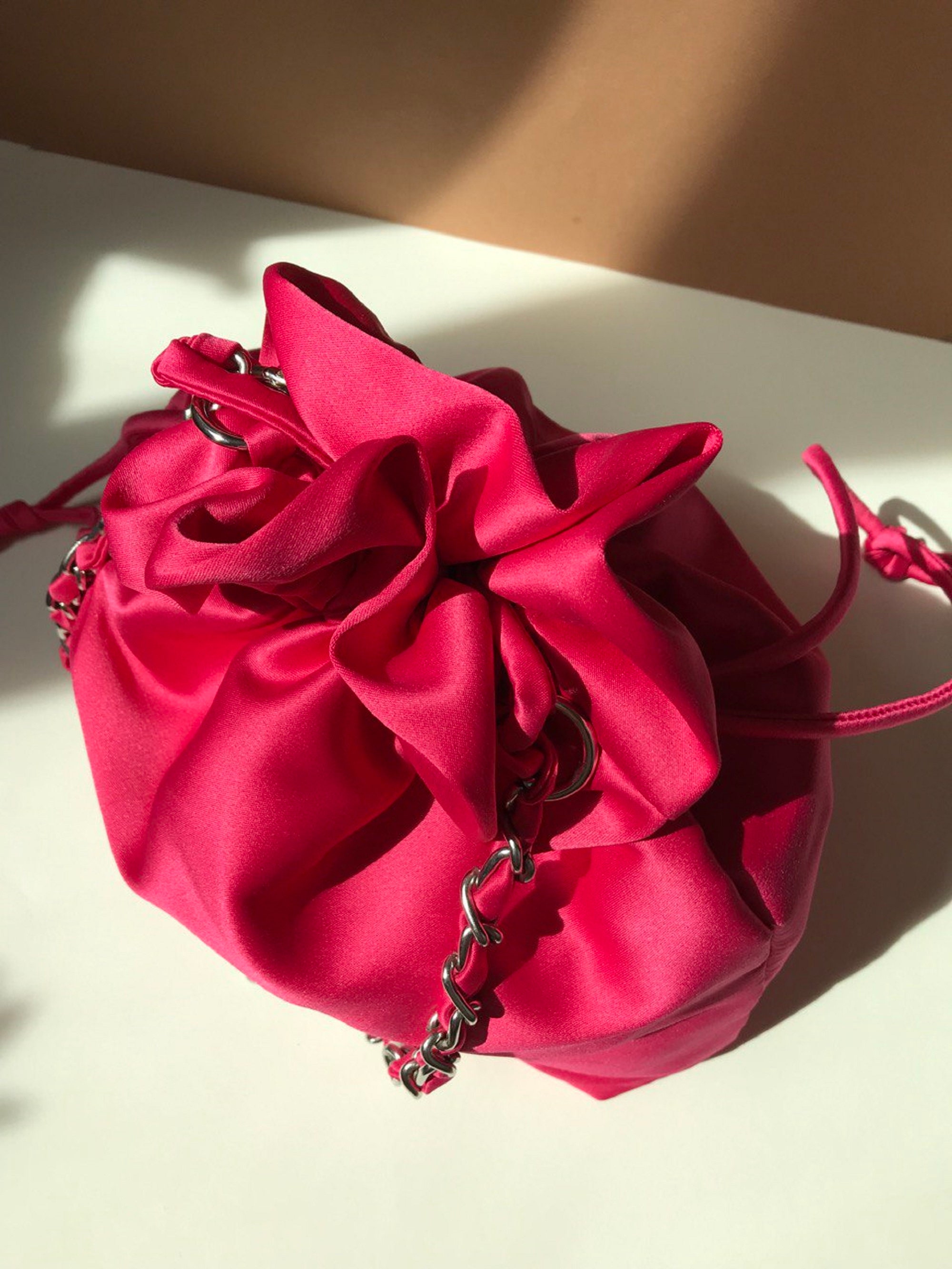 Pink Satin Disco Drawstring Bag Wrist Purse Wedding Bag - Etsy