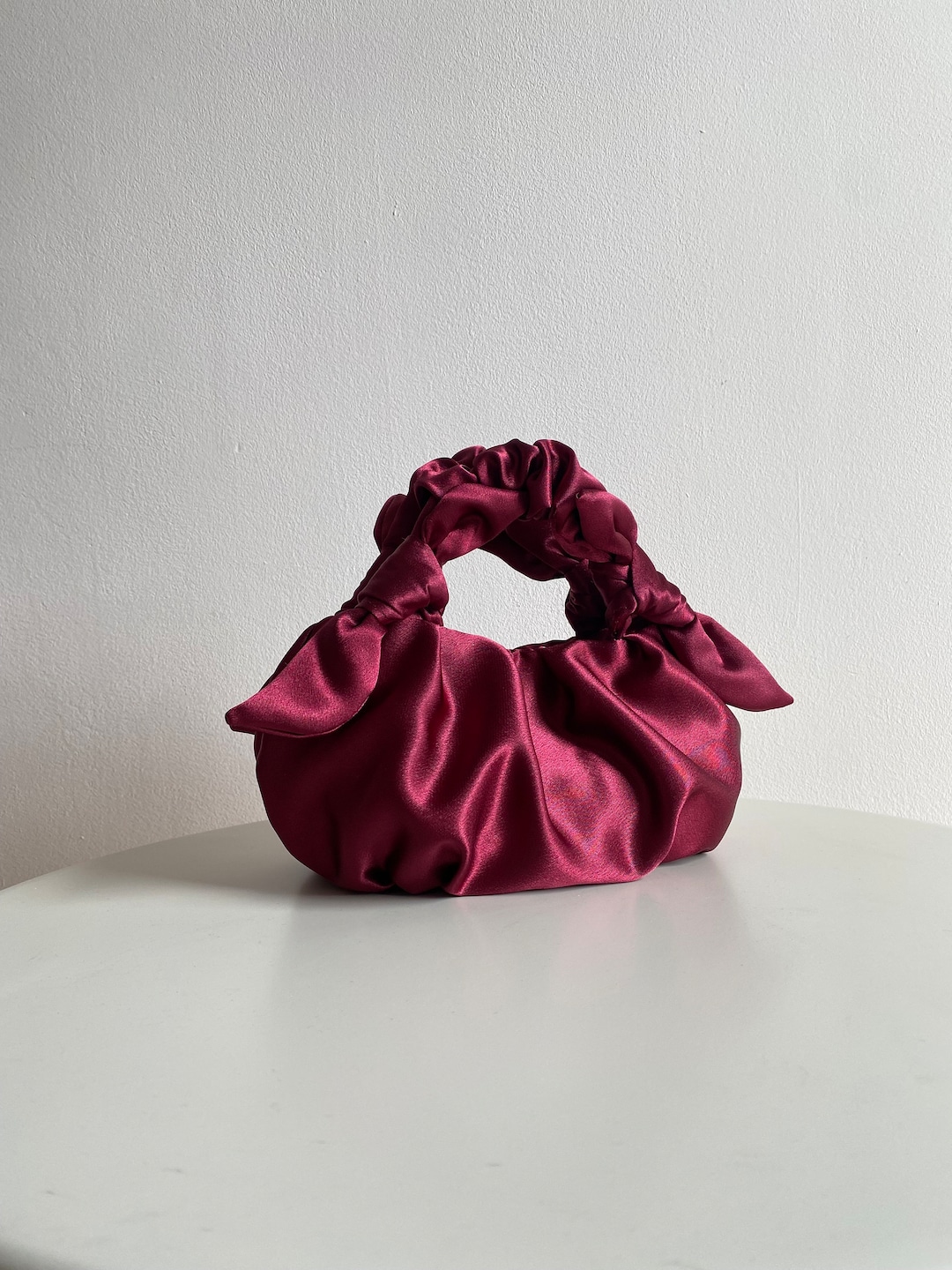 Burgundy Satin Small and Big Bag | Furoshiki Knot Bag | Scrunchies Bag ...
