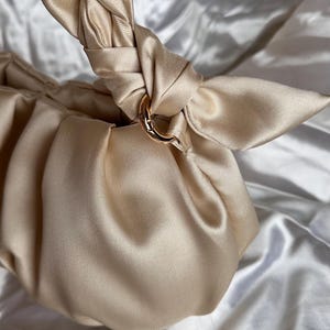 Champagne Satin Bag| Shoulder Handmade Bag| Satin Evening Purse ...