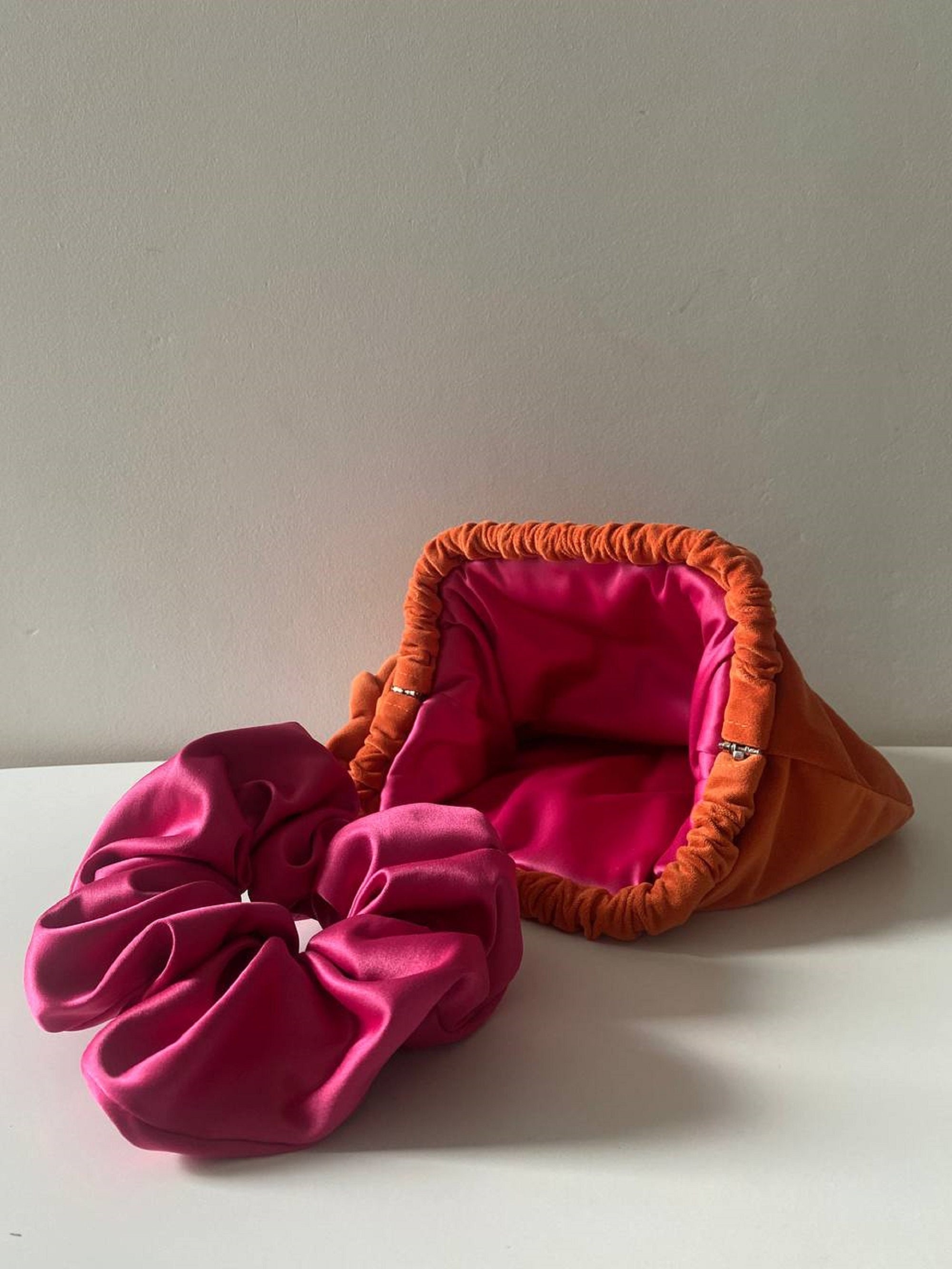 Orange Velvet Clutch Bag | Handmade Cloud Bag |wedding Bag | Evening ...
