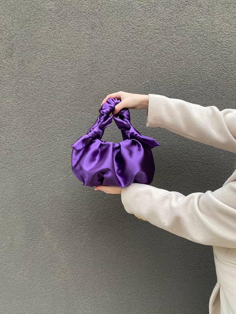 Handmade Satin Bag With Knots | Evening Clutch Bag | Violet Woman ...