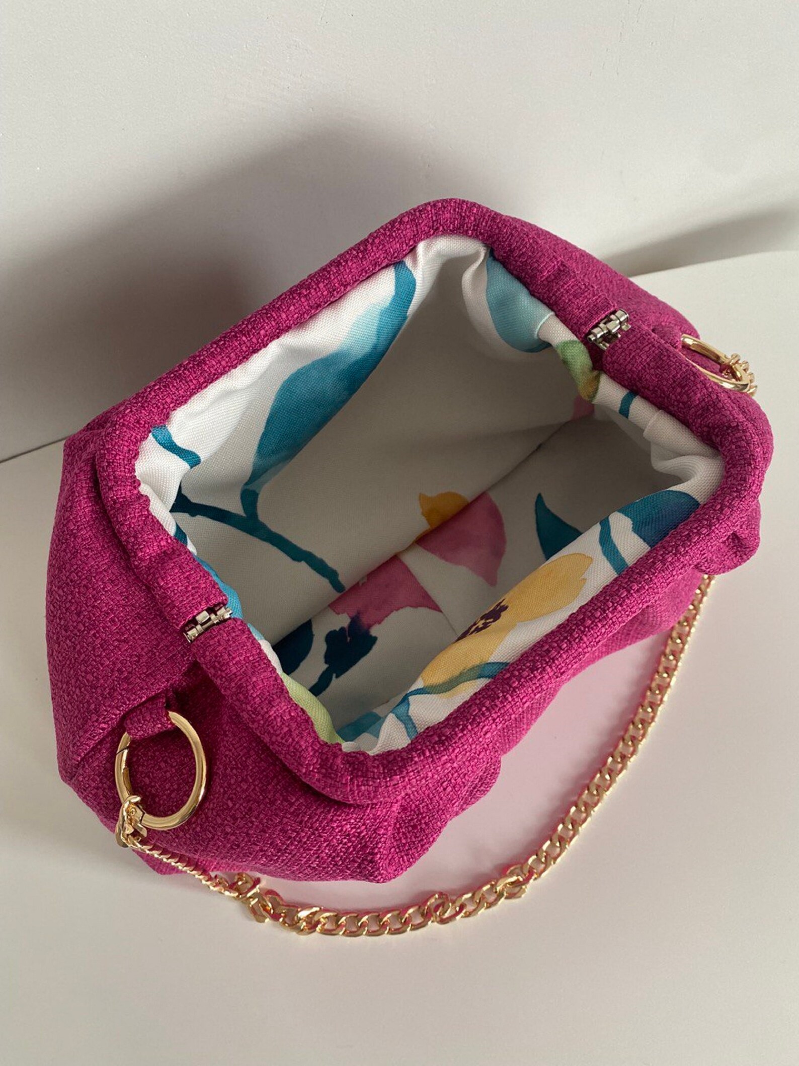 Fuchsia Cloud Bag Dumpling Clutch Bright Pink Evening Bag - Etsy