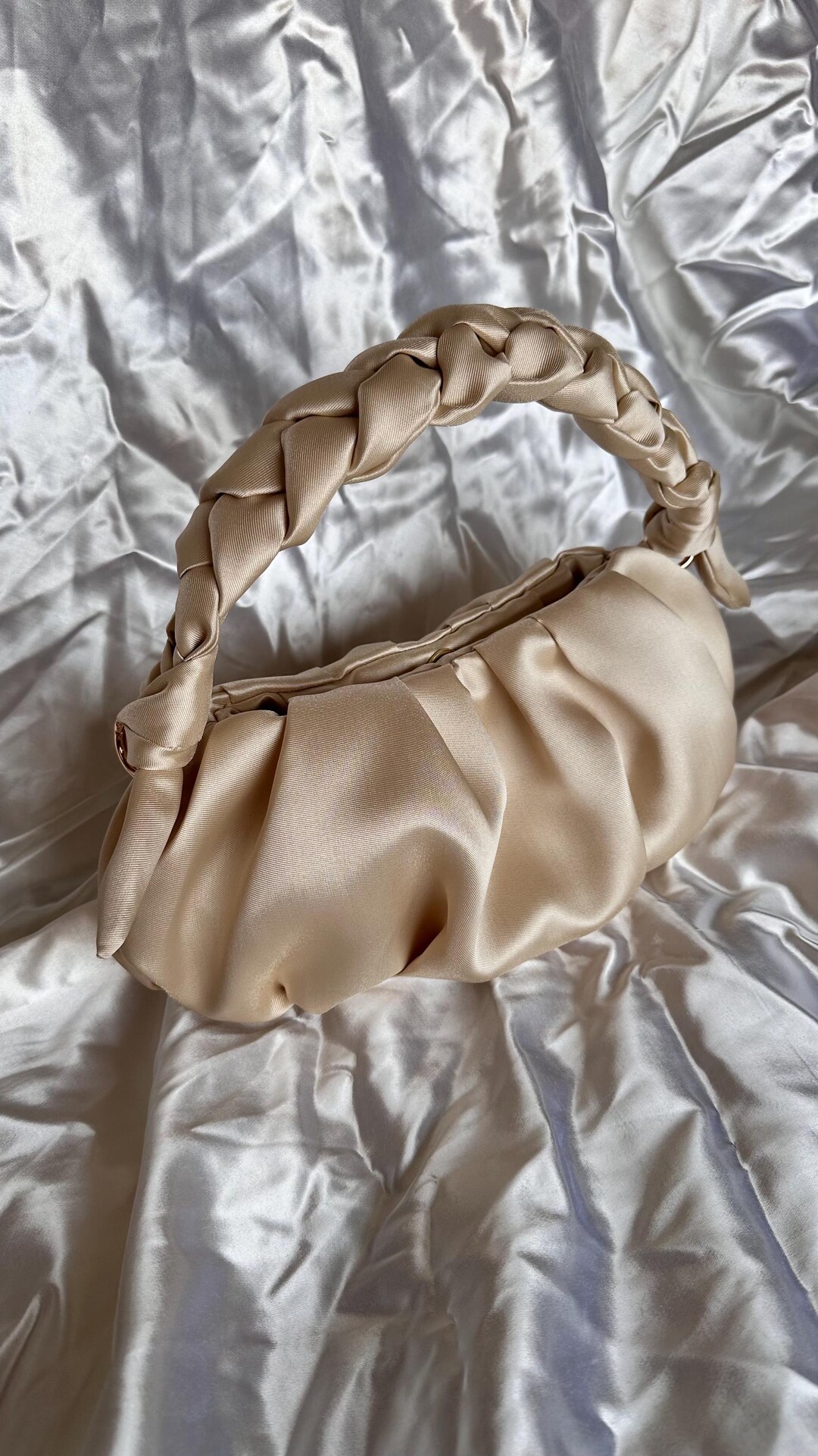 Champagne Satin Bag| Shoulder Handmade Bag| Satin Evening Purse ...