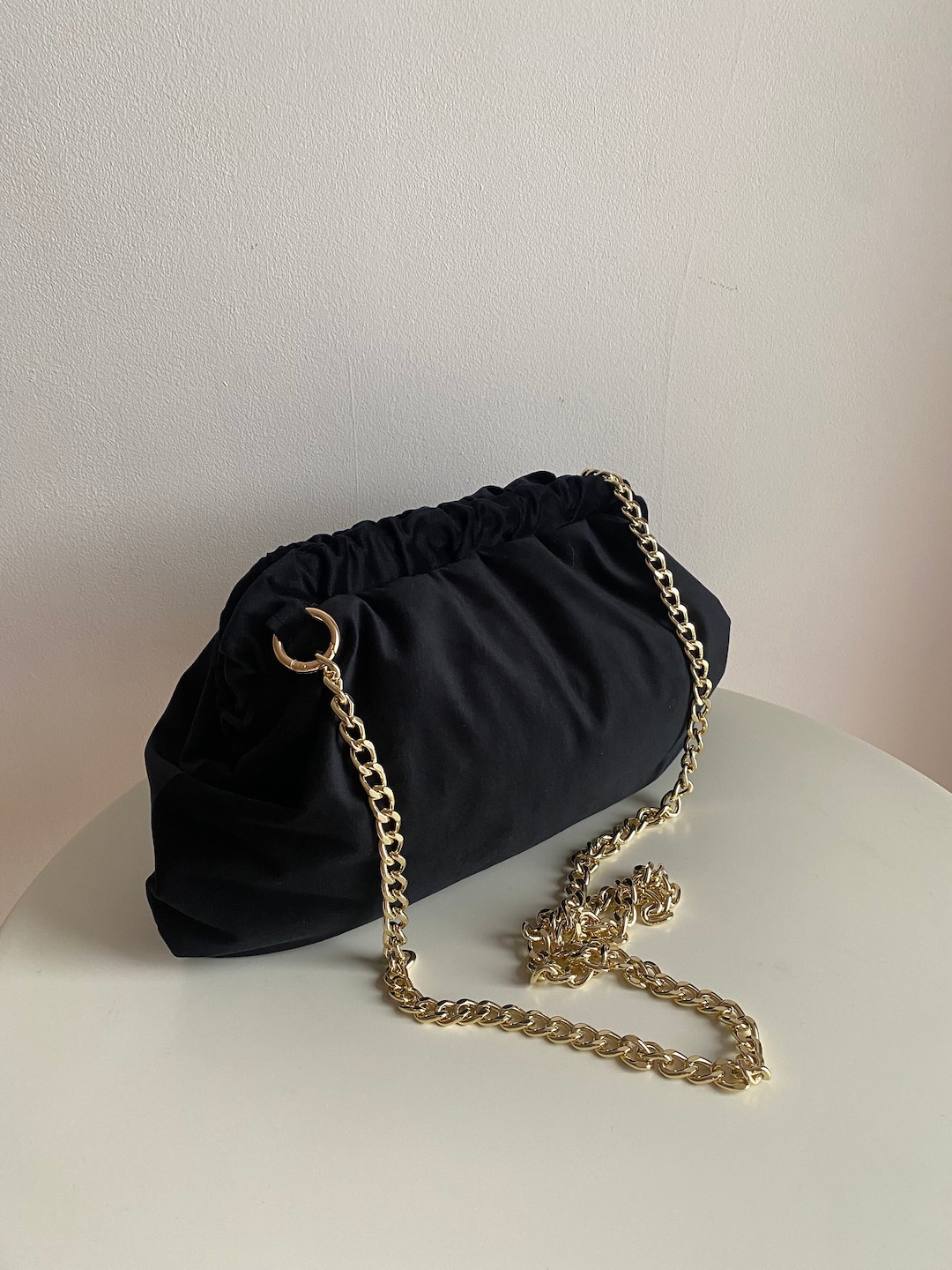 Velvet Handmade Woman Clutch Bag | Black Clutch With Chain | 2 Sizes ...