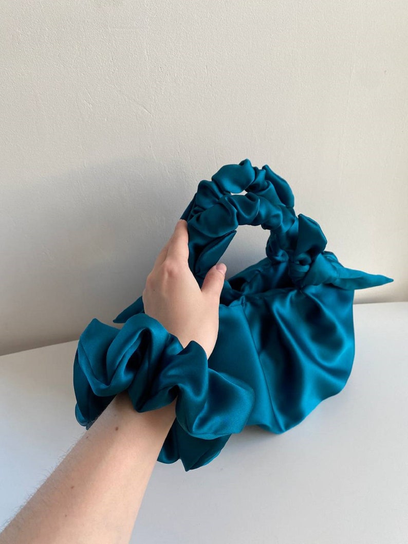 Small Satin Ocean Bag | Handmade Furoshiki Bag | Wedding Guest Bag ...