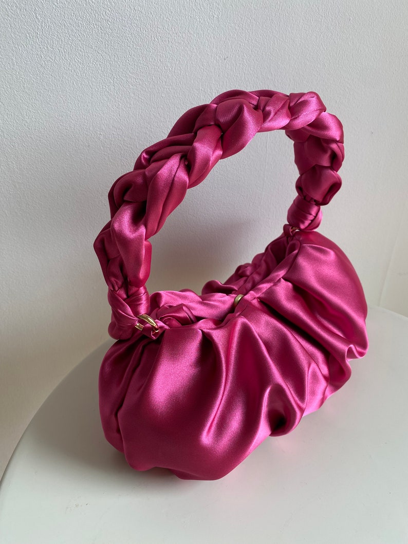 Barbie Pink Satin Bag Shoulder Pink Handmade Bag Satin Evening Purse ...