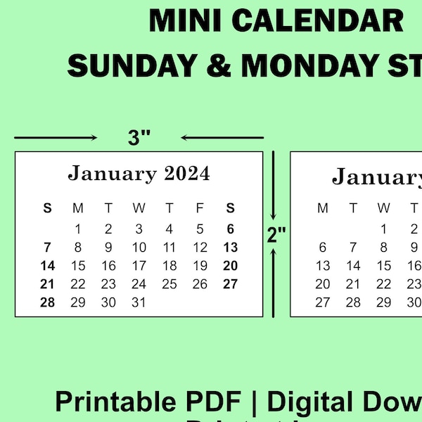 2x3 Mini Calendar - Etsy