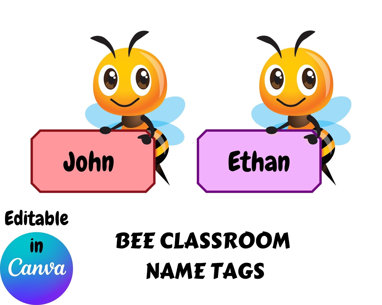Editable Bee Classroom Name Tags, Classroom Label, Classroom Tags ...