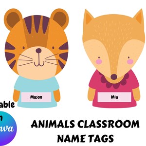 Editable Animals Classroom Name Tag, Cute Animal Name Tags, Classroom ...