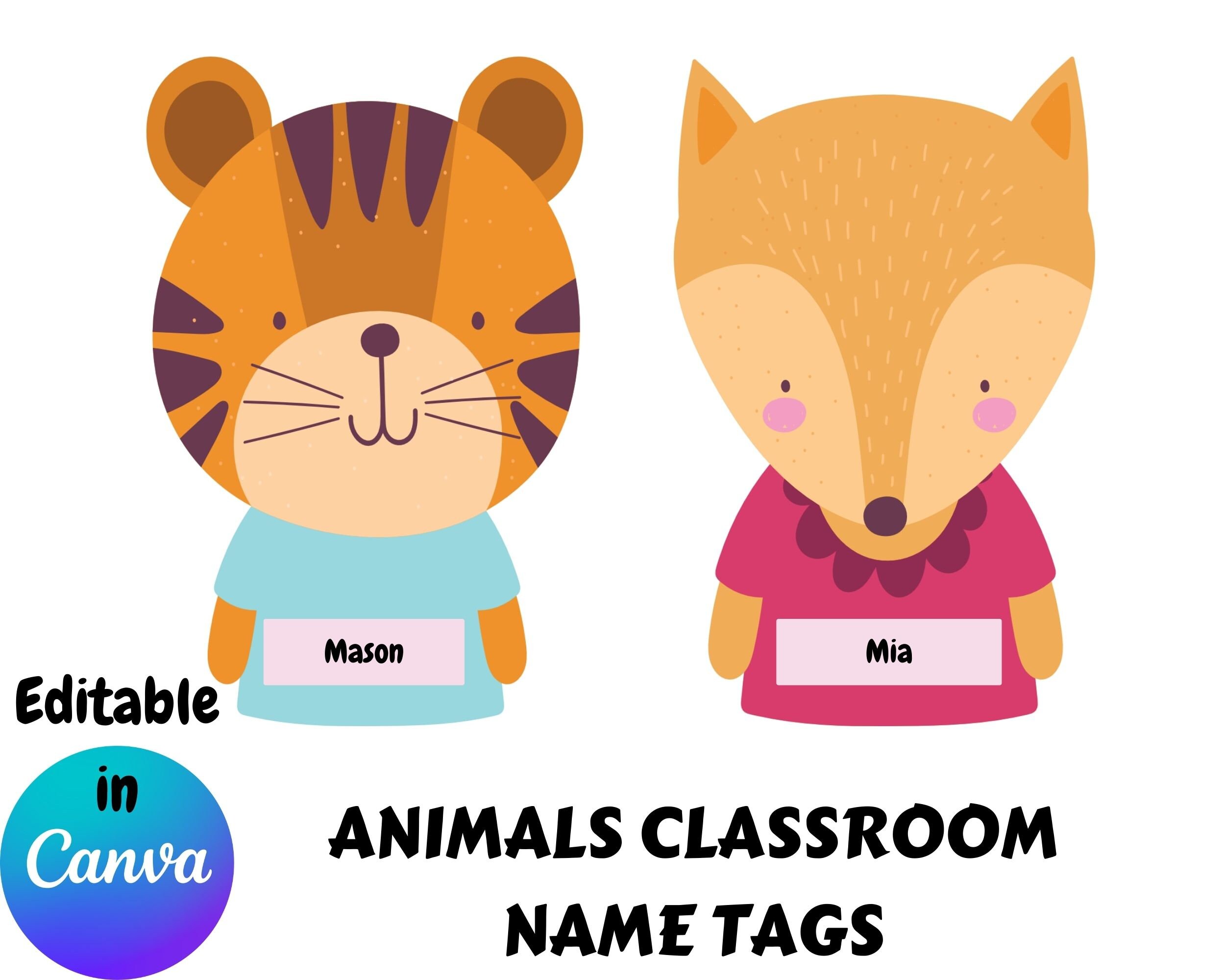 Editable Animals Classroom Name Tag, Cute Animal Name Tags, Classroom ...