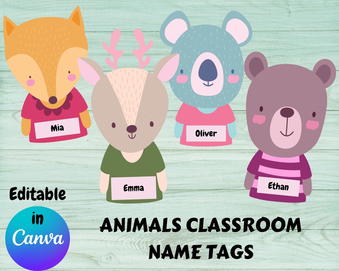 Editable Animals Classroom Name Tag, Cute Animal Name Tags, Classroom ...