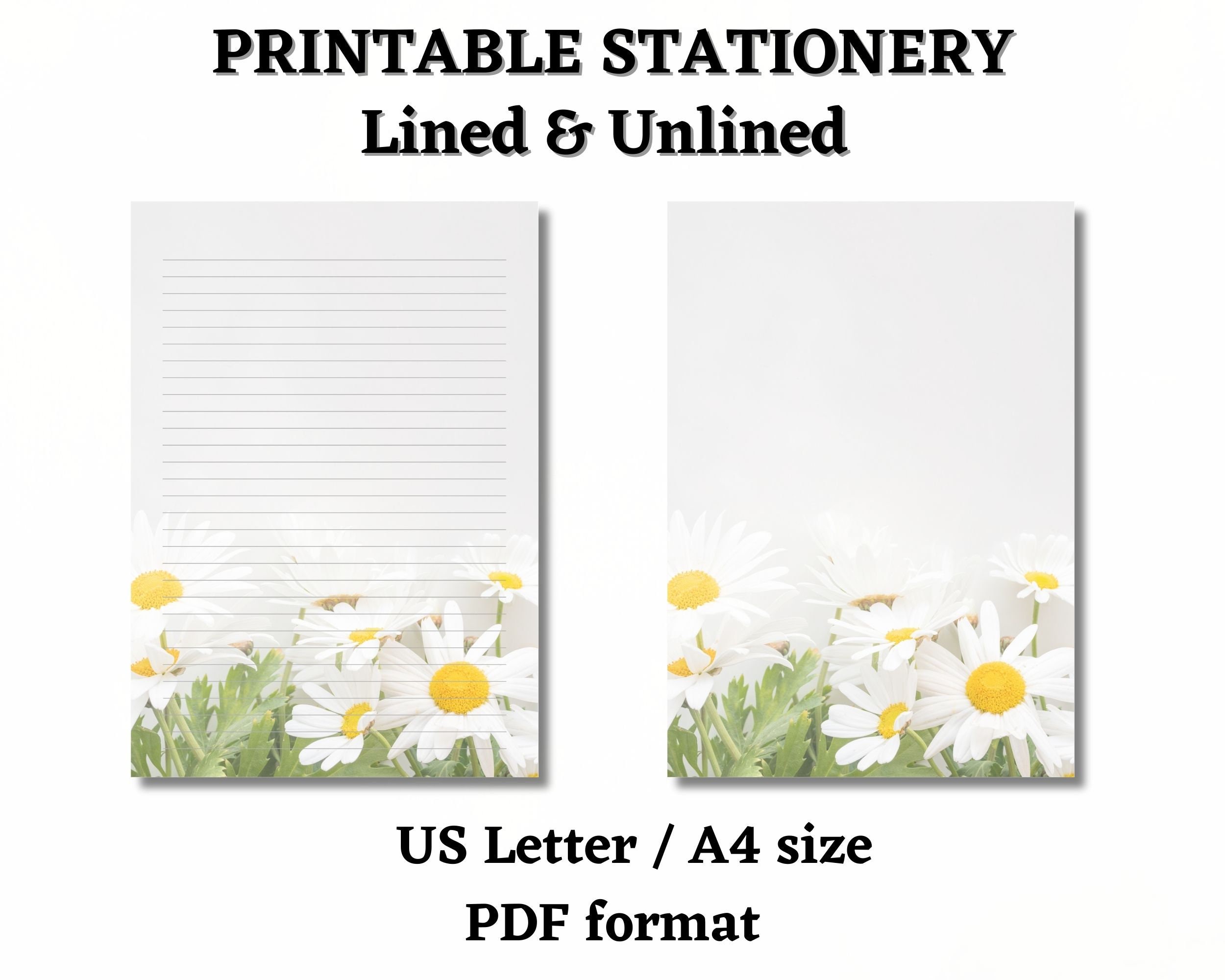 Daisy Floral Stationery PDF Printable | Flower Stationery | Letter ...