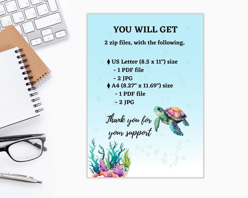 Under the Sea Stationery, Lined and Unlined Letter Writing Paper ...