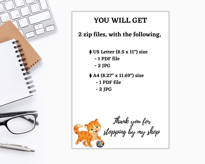 Printable Kawaii Cat Stationery, Cute Cat Lover Letter Writing Paper ...