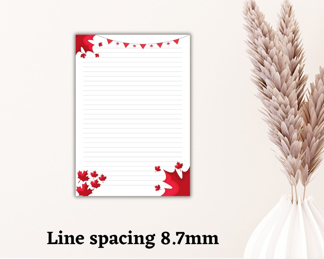Printable Canada Flag Stationery, Lined and Unlined Letter Writing ...